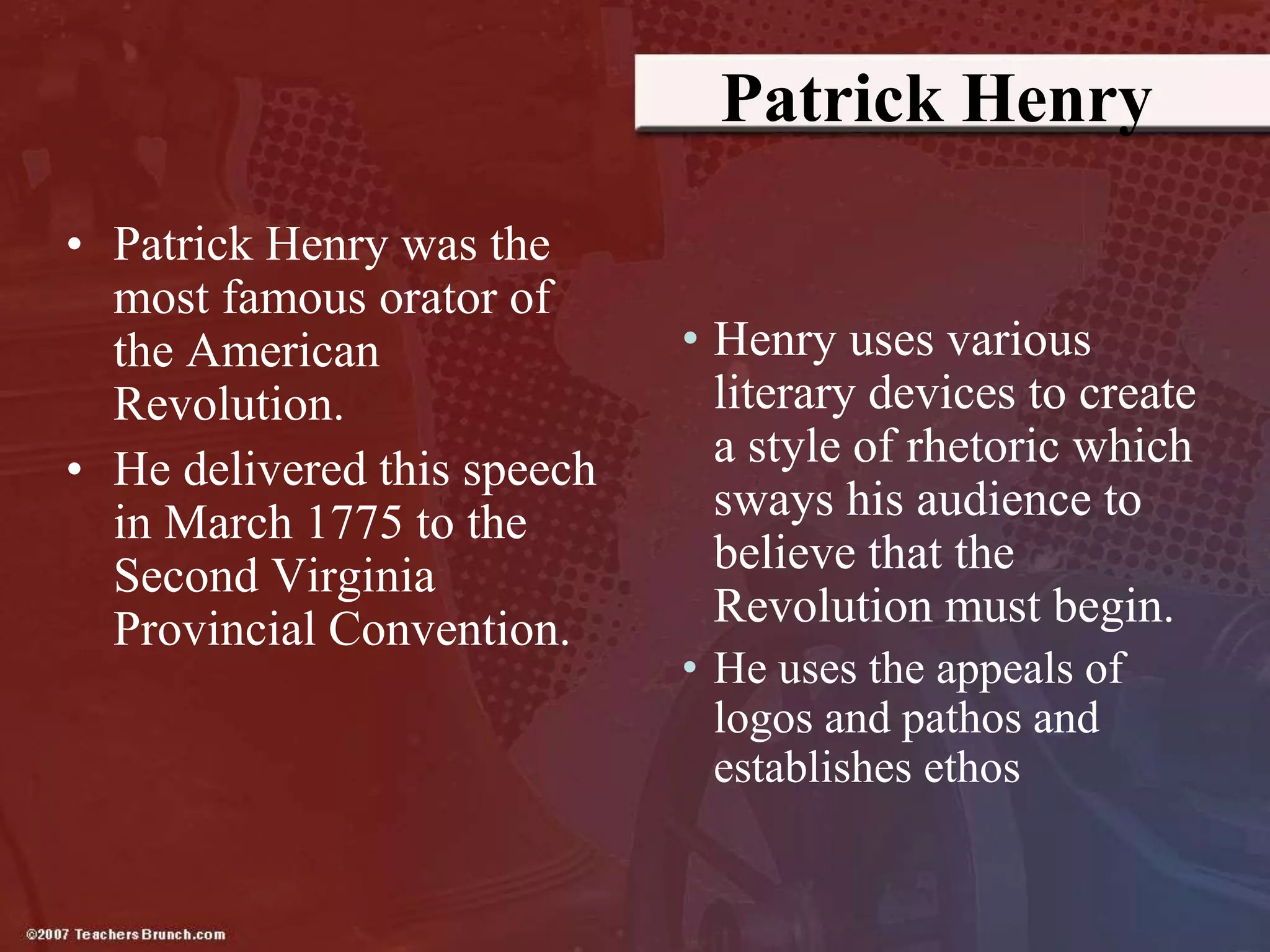Patrick henry and speech devices | PPTX