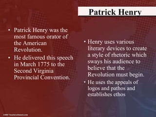 Patrick henry and speech devices | PPTX