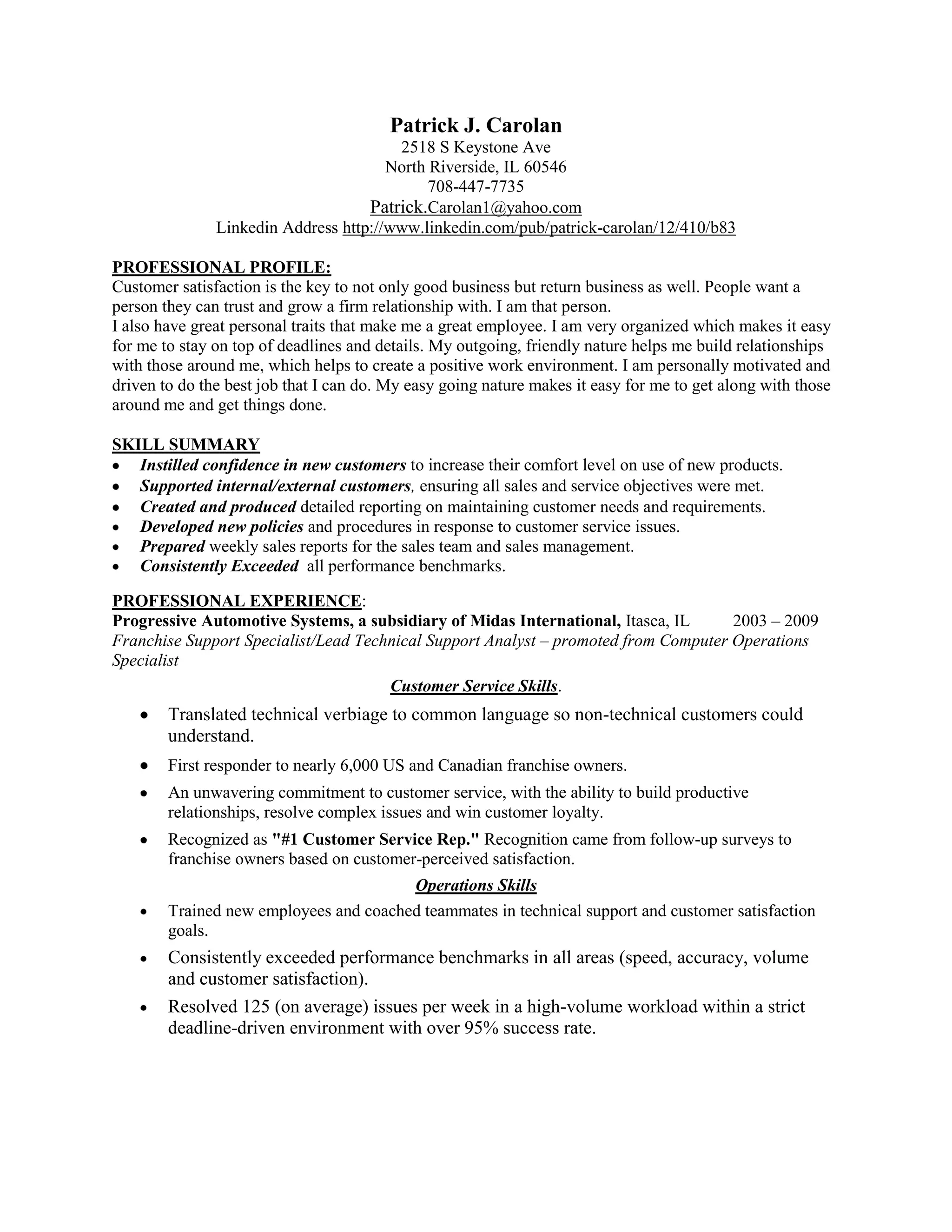 Patrick J.Carolan Resume6 | PDF