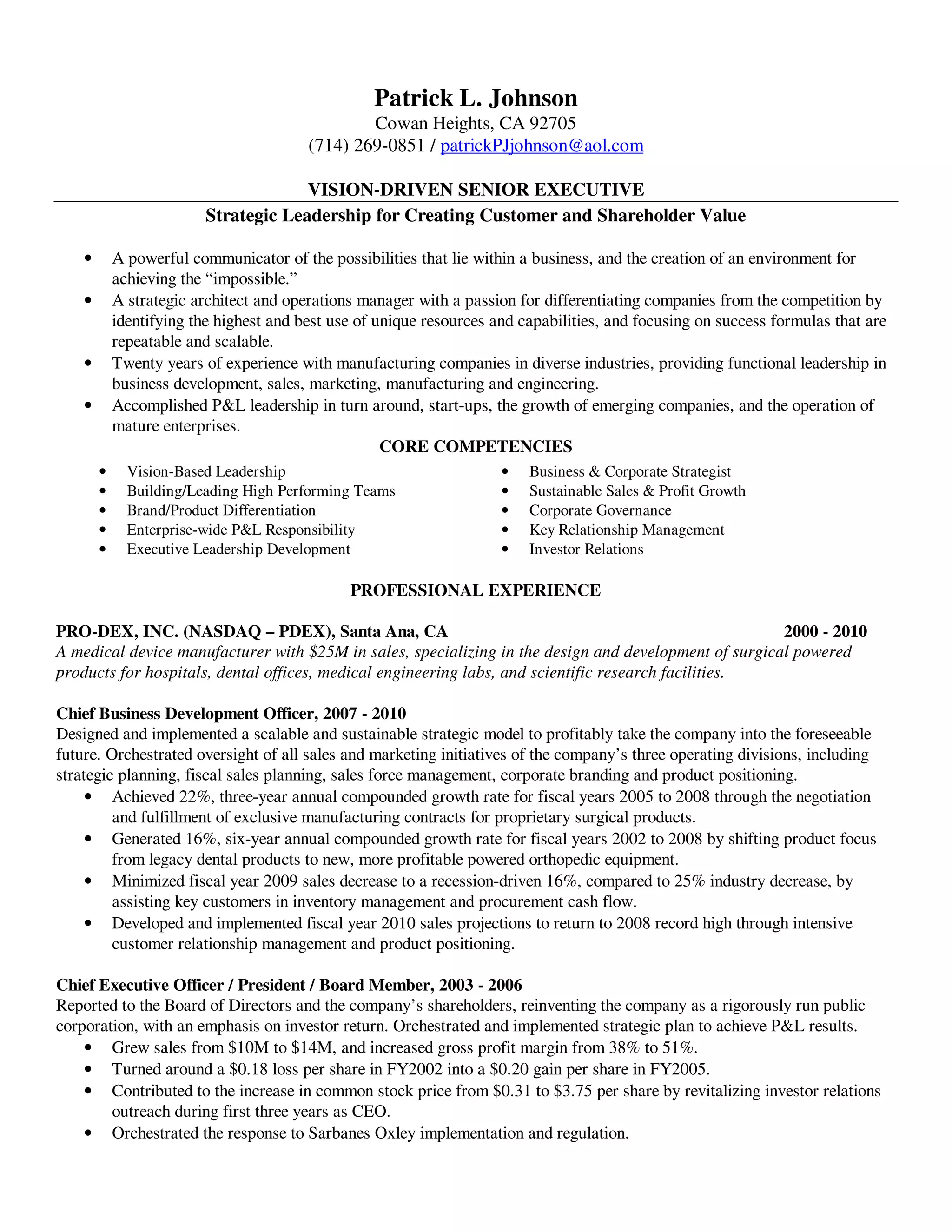 Patrick Johnson Resume | PDF