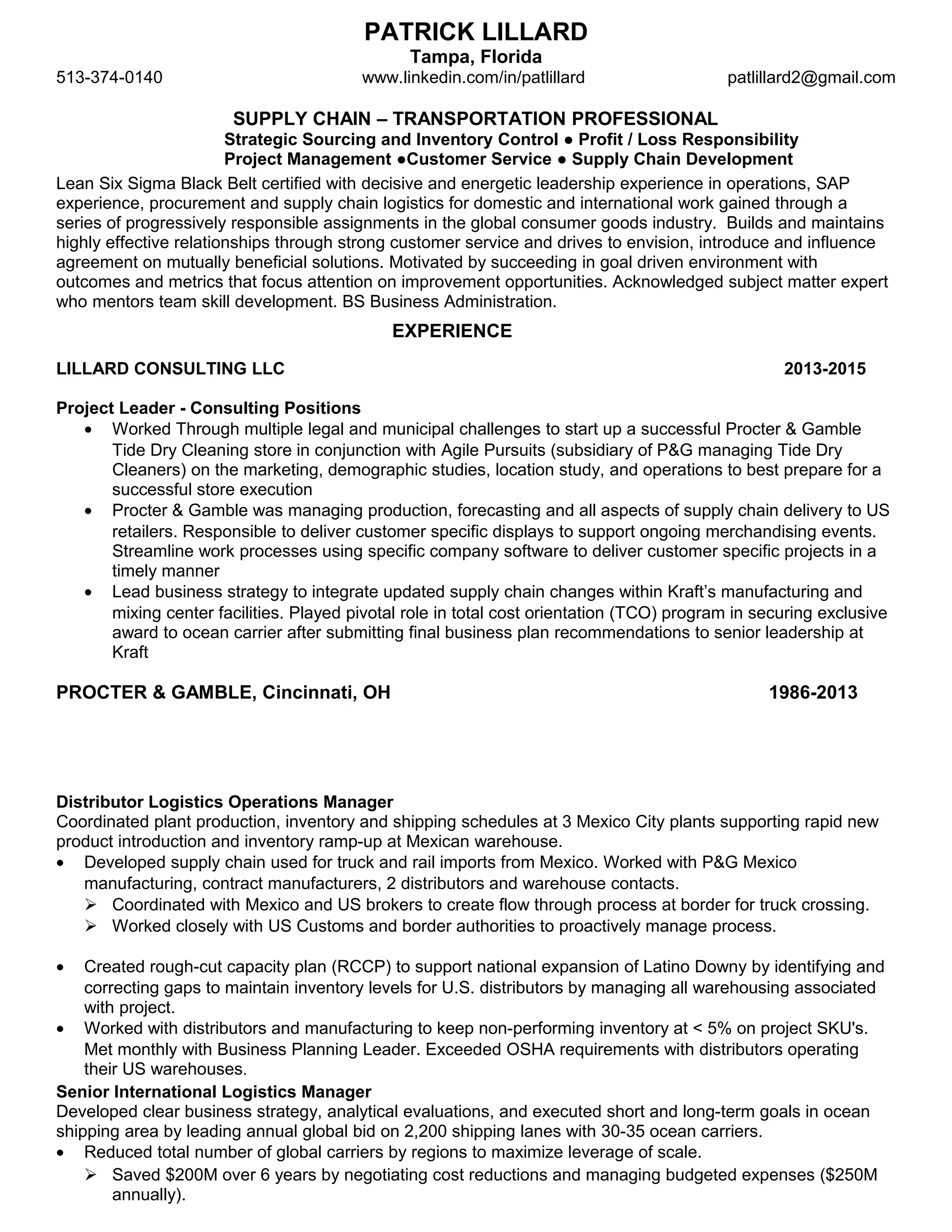 Patrick Lillard 2016 resume | DOC