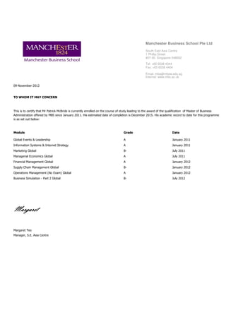 Patrick Mcbride Provisional Transcript | PDF