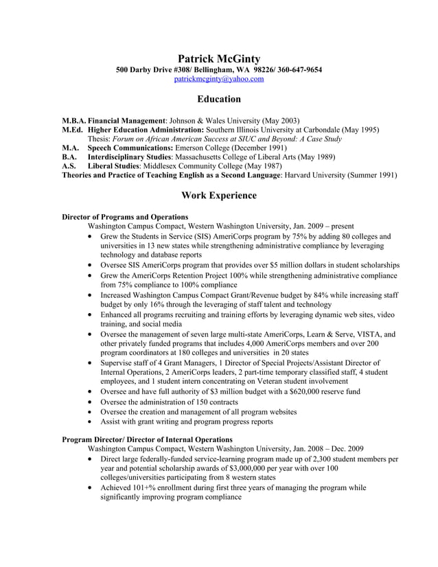 Patrick's resume 110110 | DOC