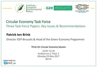 Patrick ten brink of IEEP at the T20 Circular Economy task force papers introduction | PPT