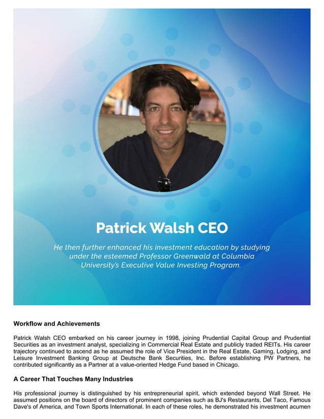 Patrick Walsh CEO Biography with Work Experience.pdf