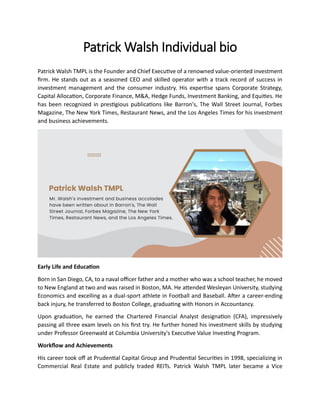 Patrick Walsh TMPL - Bio, Work Experience, Education & Skills | PDF