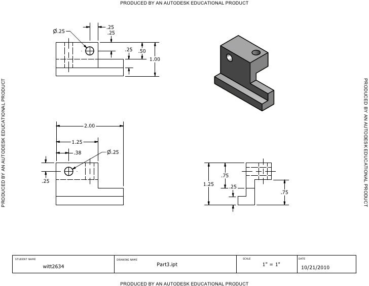 Autodesk Inventor Practice Part Drawings - Autodesk Inventor, Other ...