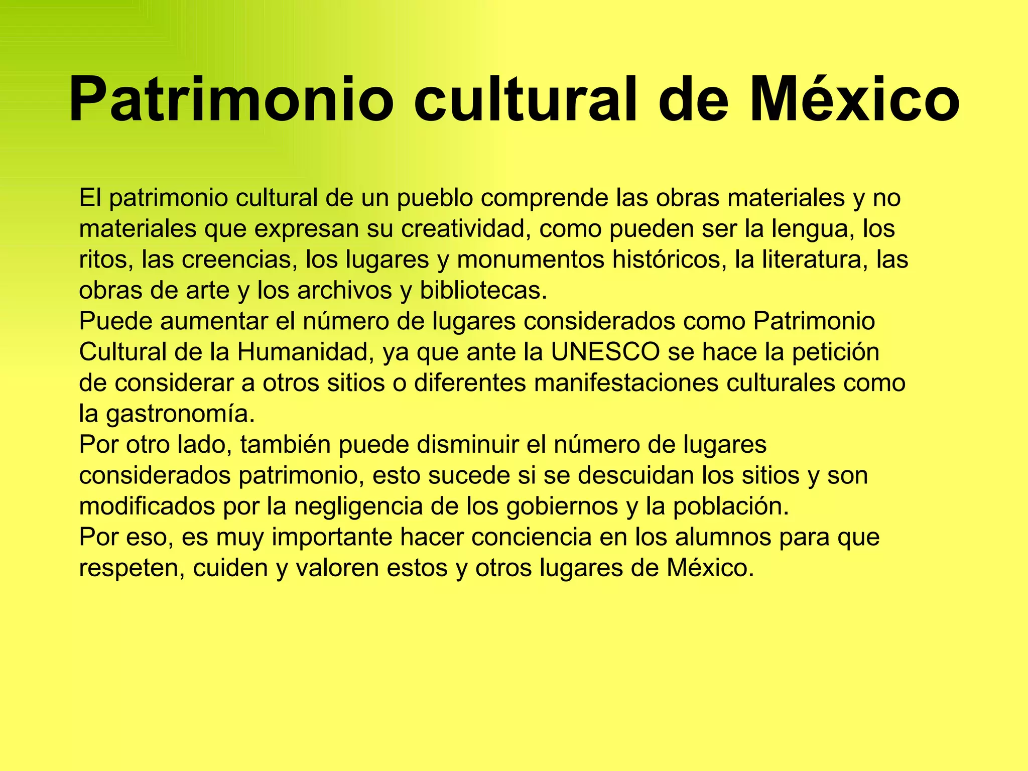 Patrimonio cultural de mexico | PPT