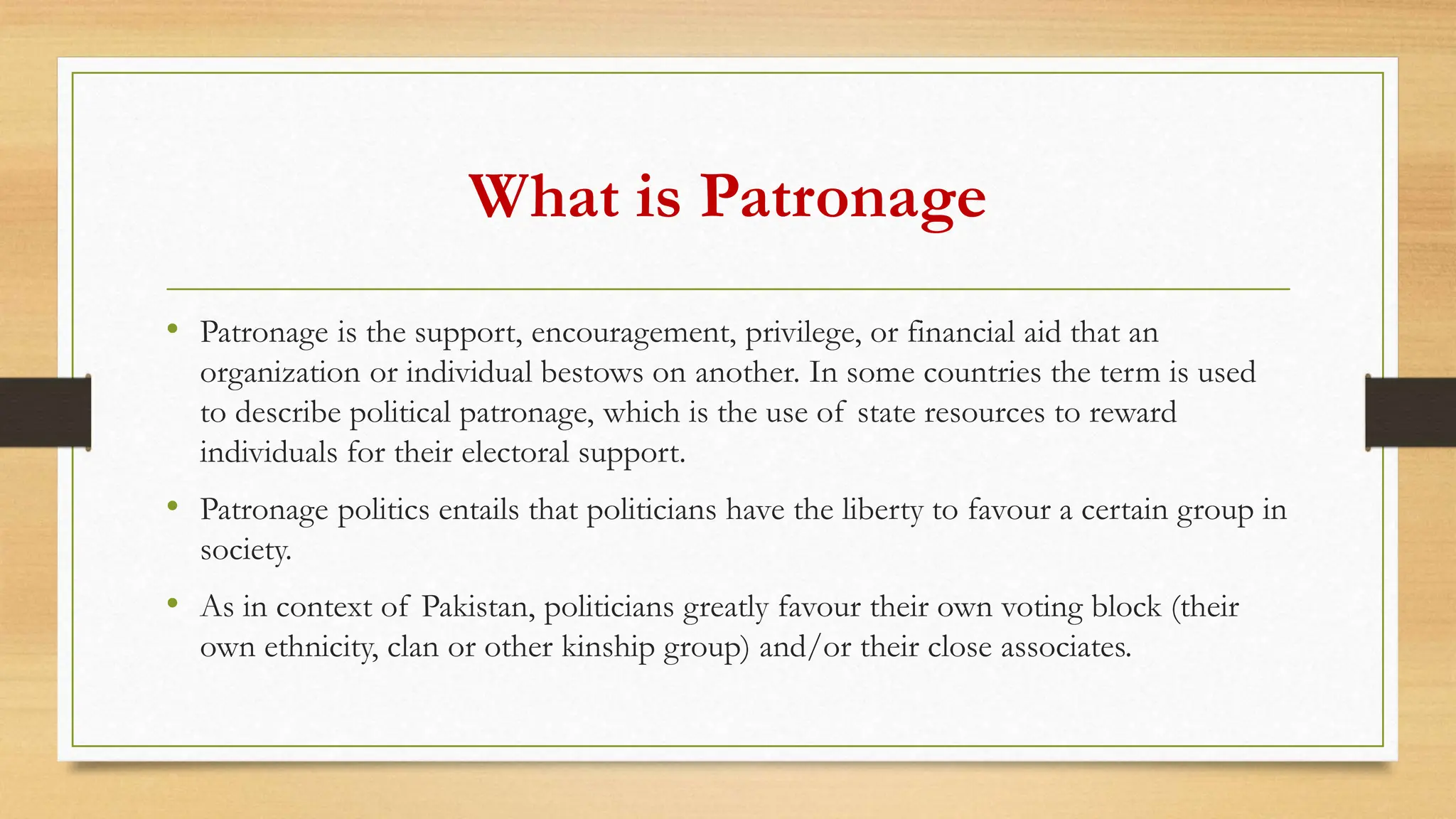 Patronage and Good Governance 5.pptx pptc | PPTX