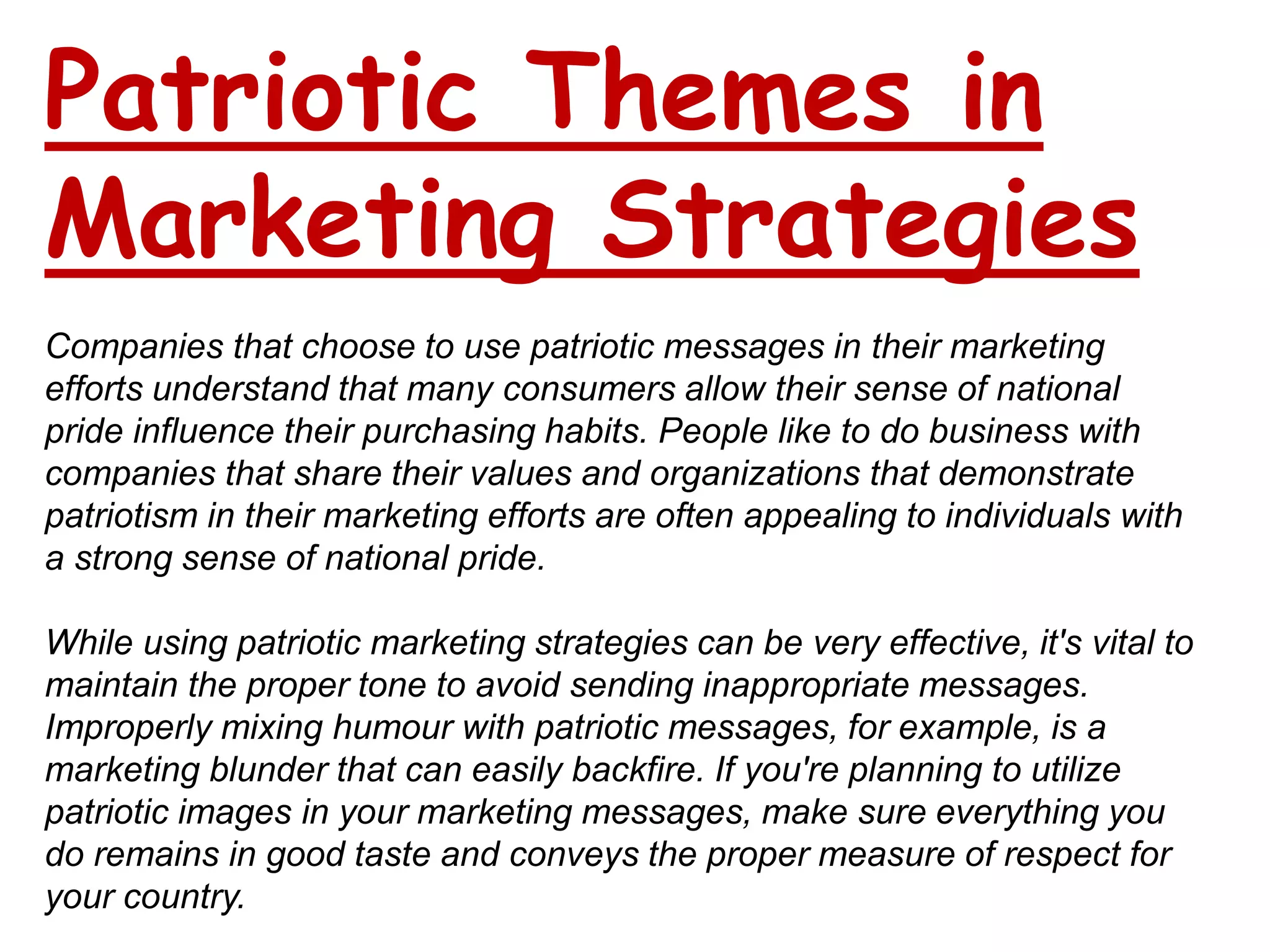 Patriotism and Marketing Strategy | PPTX