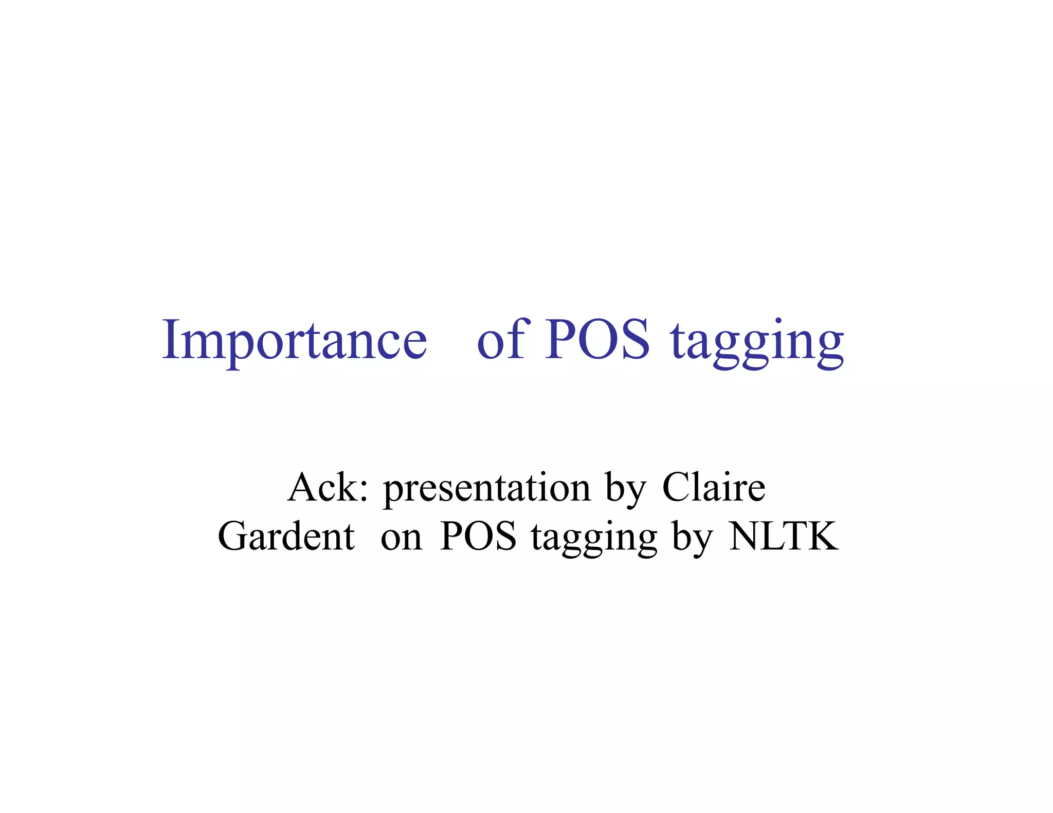 Natural Language processing Parts of speech tagging, its classes, and ...