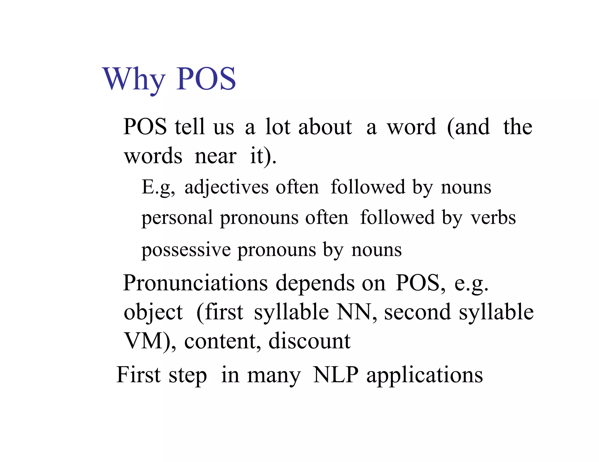 Natural Language processing Parts of speech tagging, its classes, and ...