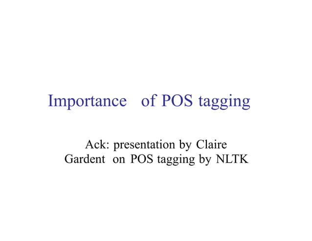 Natural Language processing Parts of speech tagging, its classes, and ...