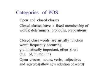 Natural Language processing Parts of speech tagging, its classes, and ...