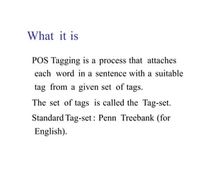 Natural Language processing Parts of speech tagging, its classes, and ...