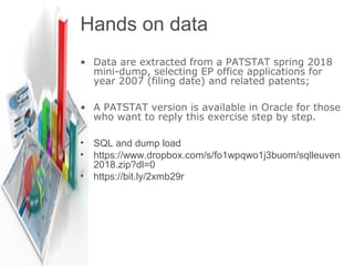 Patstat indicators step by step | PPT | Databases | Computer Software and Applications