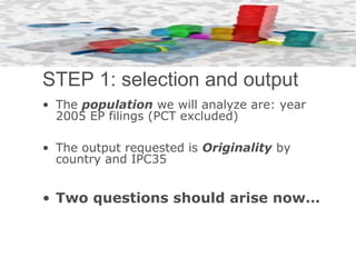 Patstat indicators step by step | PPT