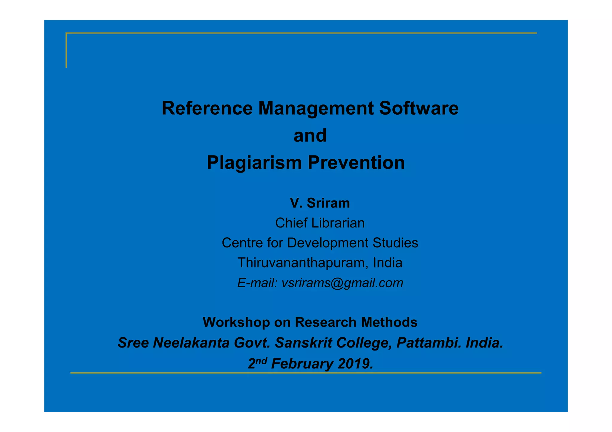 Reference Management and Plagiarism prevention | PDF