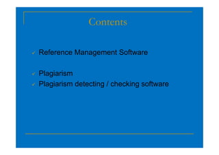 Reference Management and Plagiarism prevention | PDF