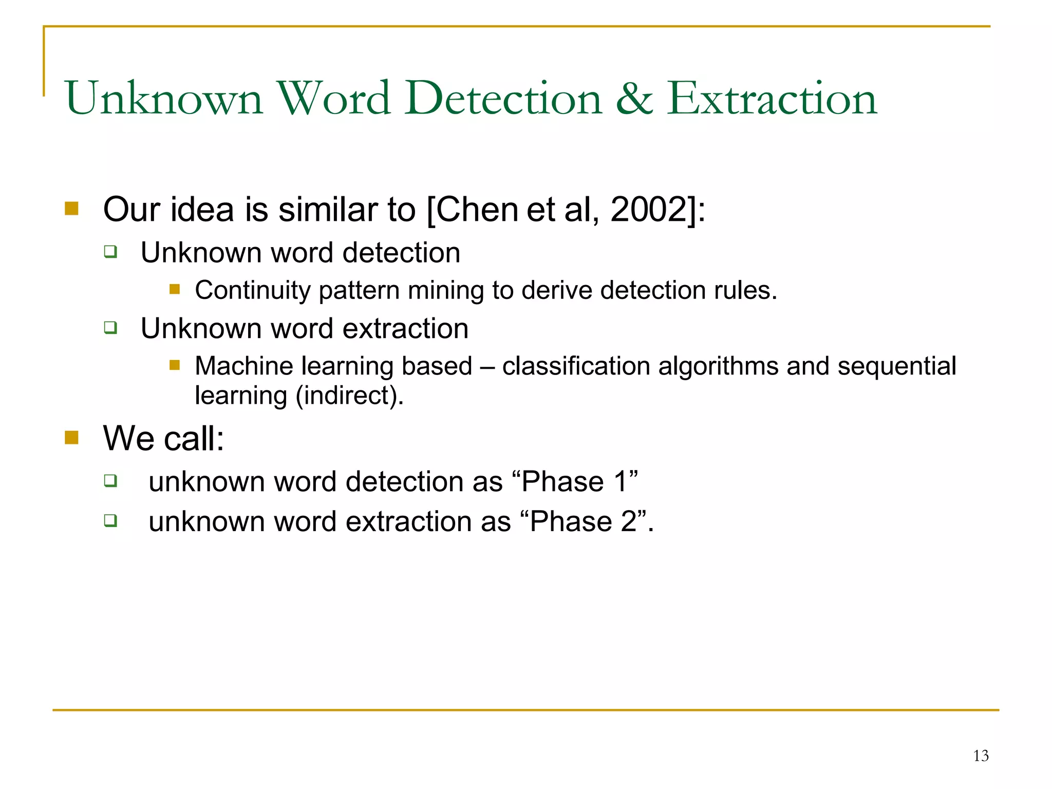 Pattern Mining To Unknown Word Extraction 10 Ppt
