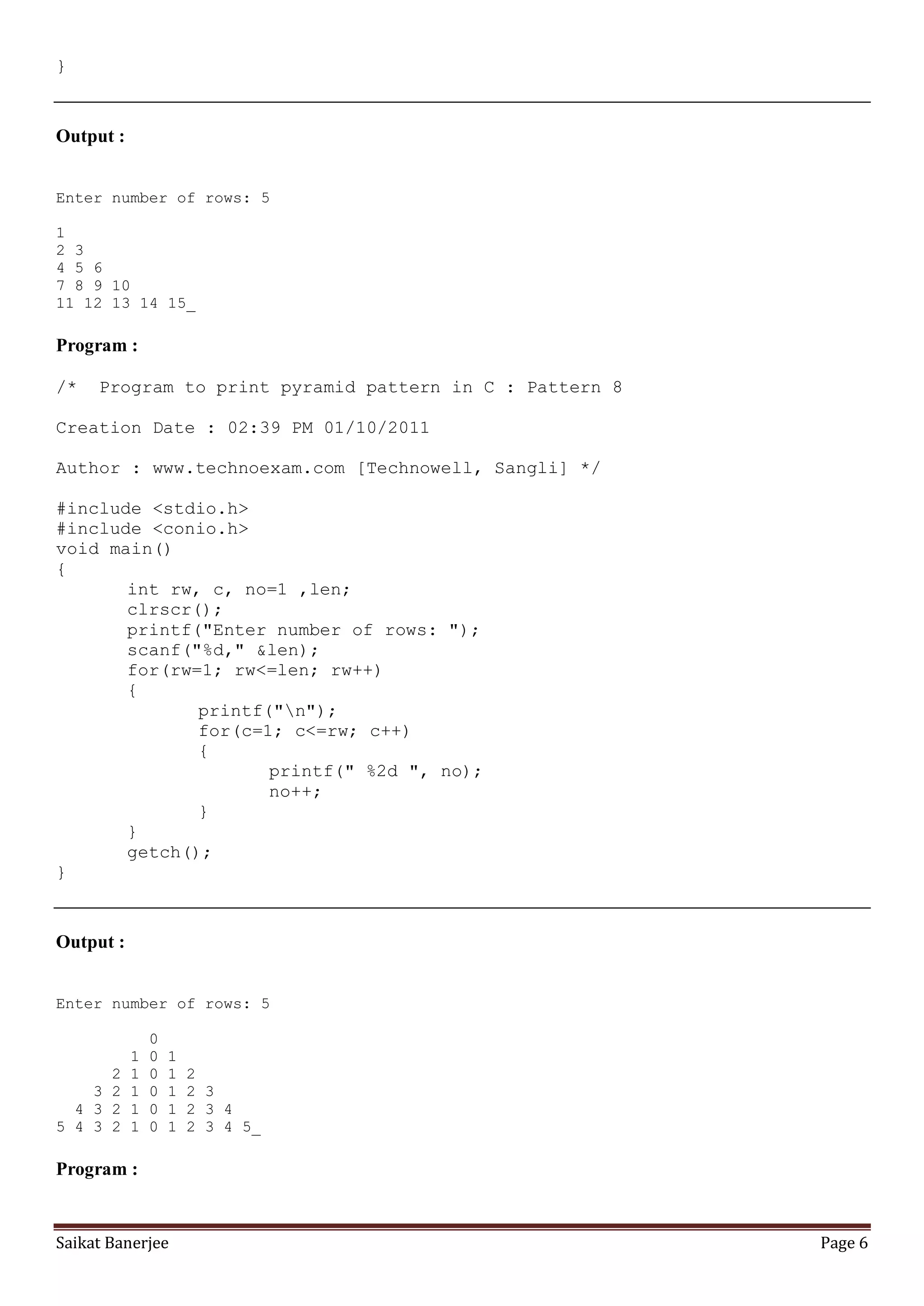 pattern-printing-in-c.pdf | Programming Languages | Computing