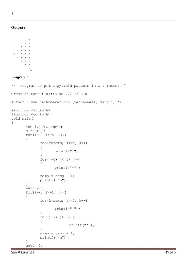 pattern-printing-in-c.pdf | Programming Languages | Computing
