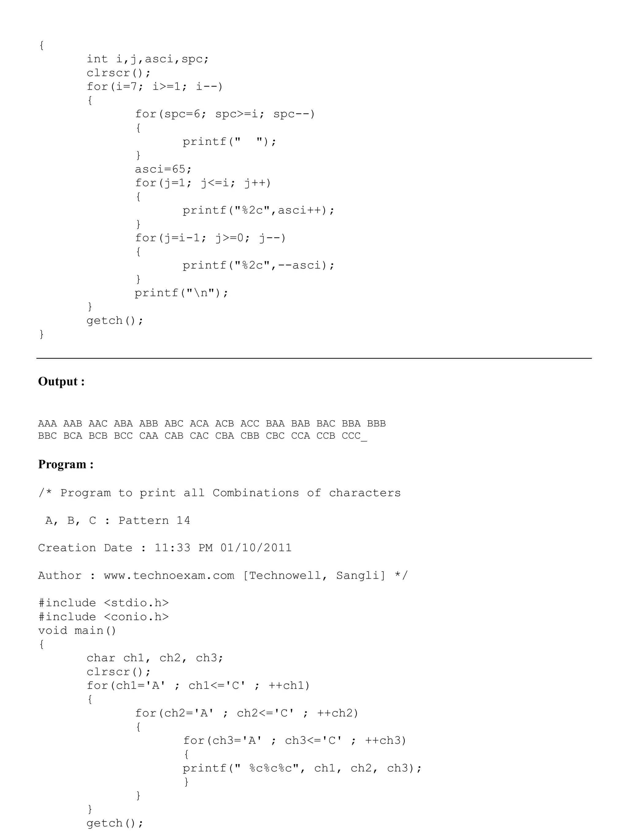 Pattern printing-in-c(Jaydip Kikani) | PDF