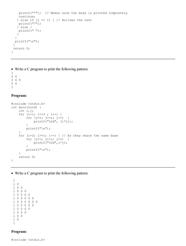 Pattern printing-in-c(Jaydip Kikani) | PDF