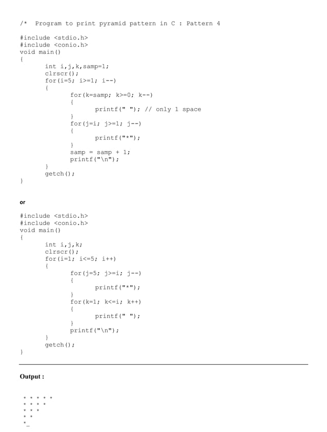 Pattern printing-in-c(Jaydip Kikani) | PDF