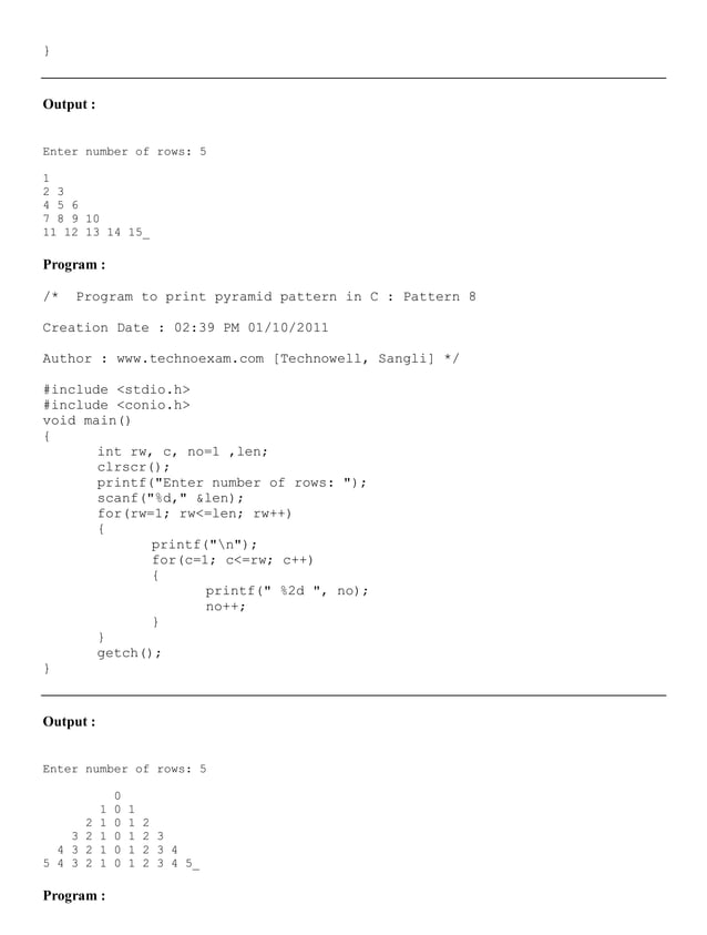 Pattern printing-in-c(Jaydip Kikani) | PDF