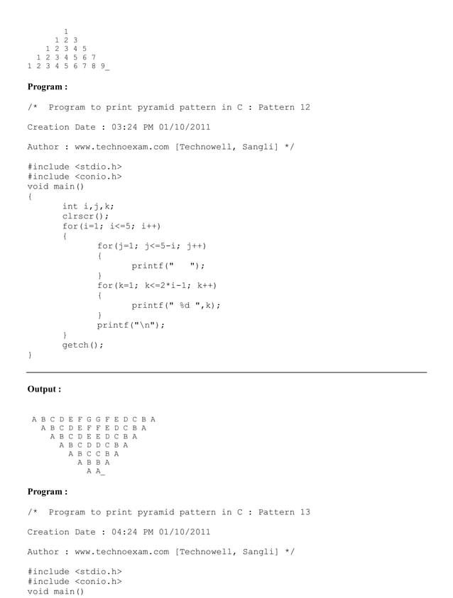 Pattern printing-in-c(Jaydip Kikani) | PDF