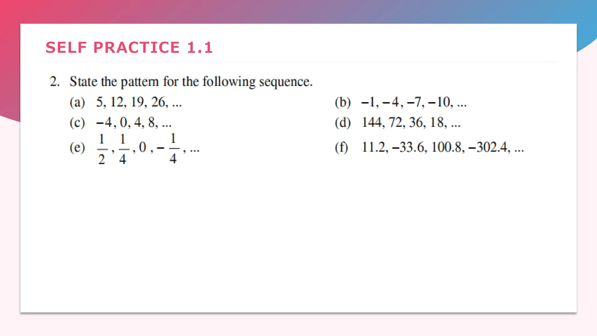 FORM 2 CHAPTER 1: NUMBER PATTERN AND SEQUENCES | PDF