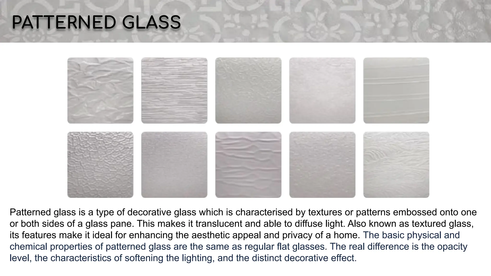 Patterned glass building material details | PDF
