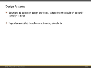 RDVO - Building UX Pattern Libraries | PPT