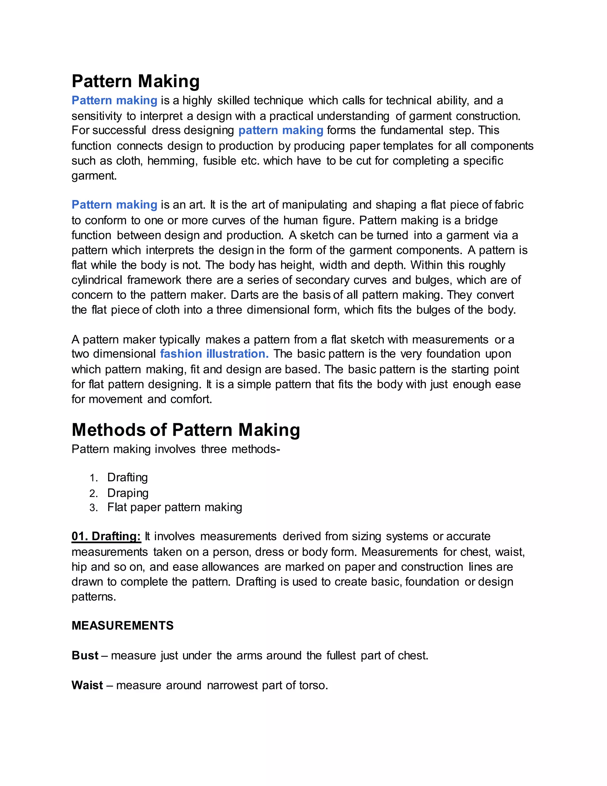 Pattern making is an art | DOCX