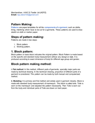 Pattern making is an art | DOCX