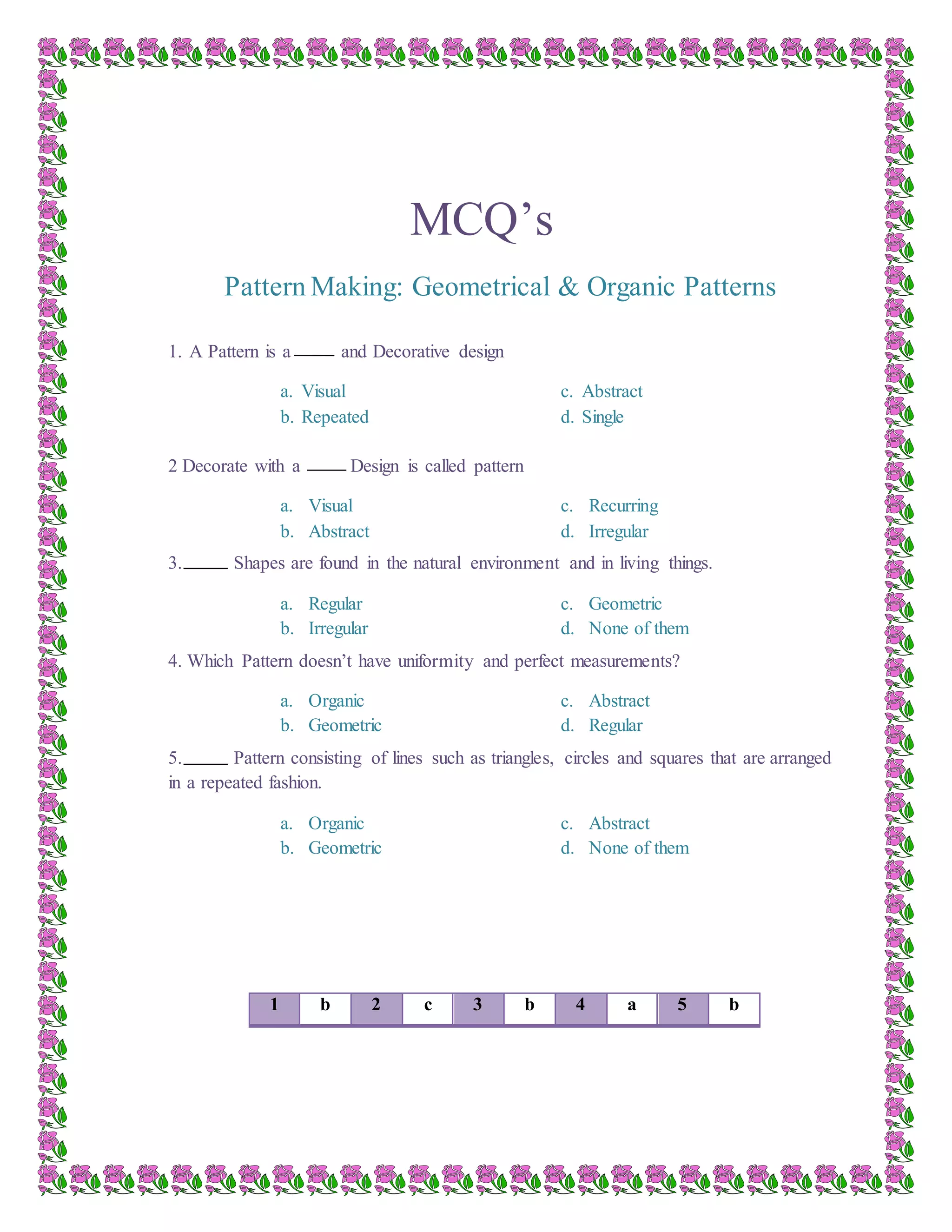 Pattern making mcq's | PDF
