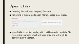 Pattern matching & file input and output | PPTX | Operating Systems | Computer Software and ...