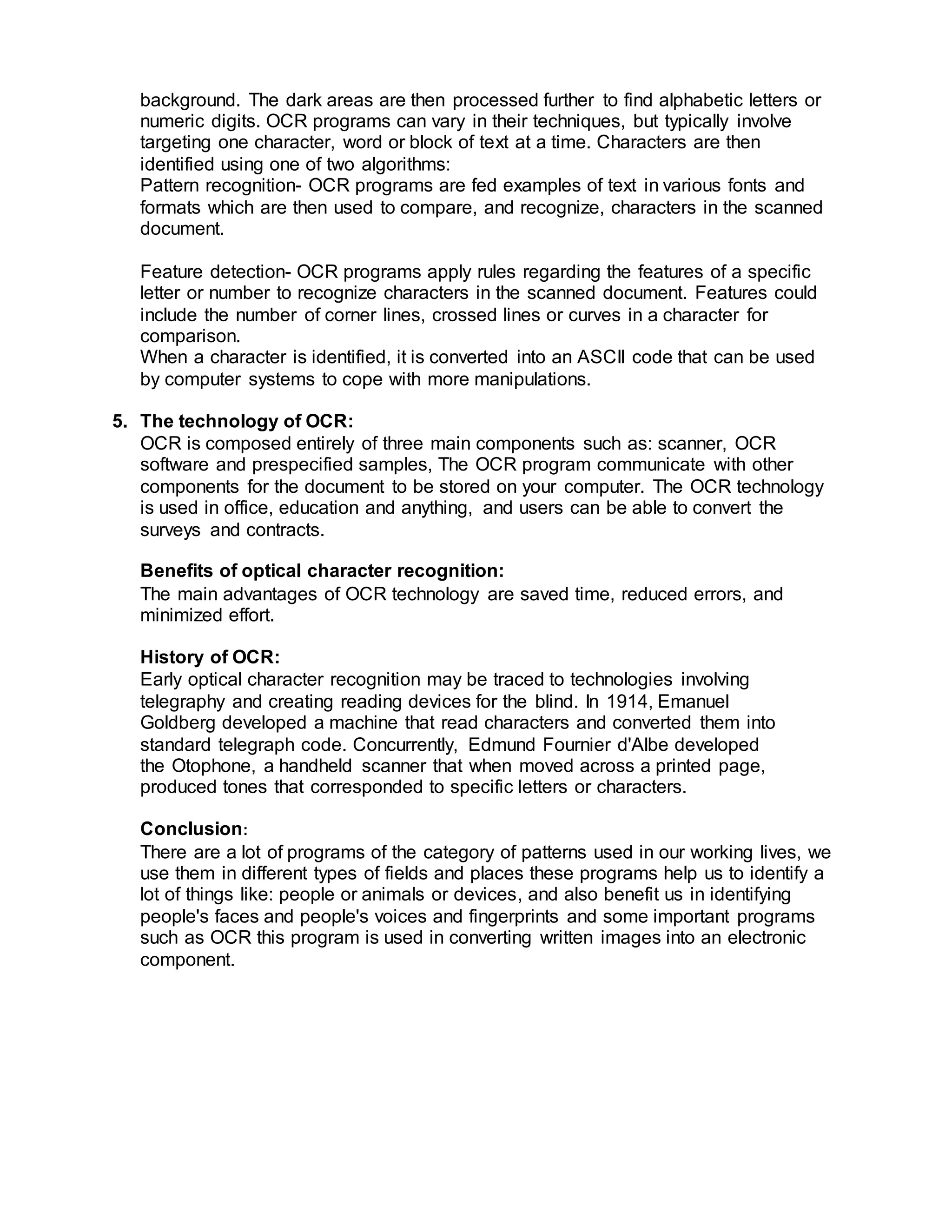 Pattern recognition research, conclusion inforamtion (2020) | DOCX