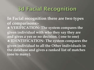 Pattern recognition 3d face recognition | PPTX