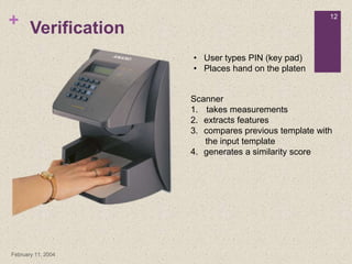 Pattern recognition Hand Geometry | PPT