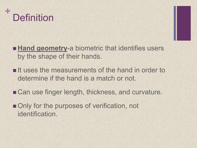 Pattern recognition Hand Geometry | PPT