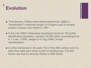 Pattern recognition Hand Geometry | PPT