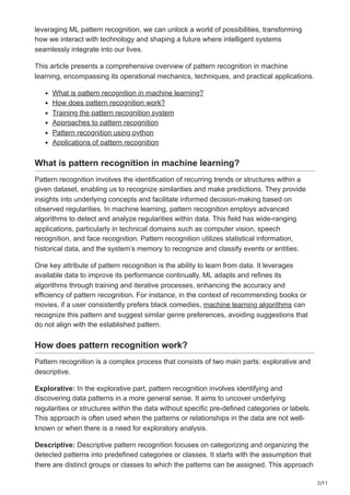 Pattern recognition in ML.pdf | Computing | Technology & Computing