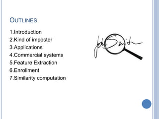 Pattern recognition on line signature | PPTX | Computing | Technology & Computing