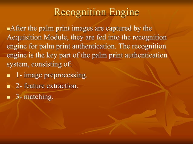 Pattern recognition palm print authentication system | PPTX | Operating Systems | Computer ...