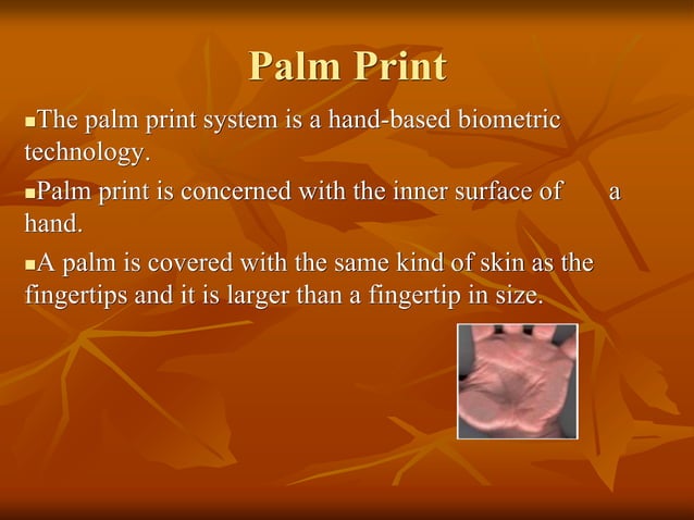 Pattern Recognition Palm Print Authentication System Pptx Operating Systems Computer