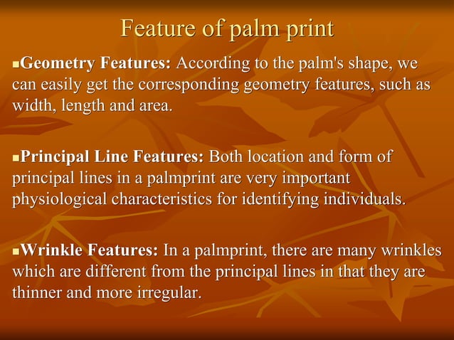 Pattern Recognition Palm Print Authentication System Pptx Operating