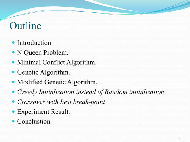 Modified Genetic Algorithm for Solving n-Queens Problem | PPTX