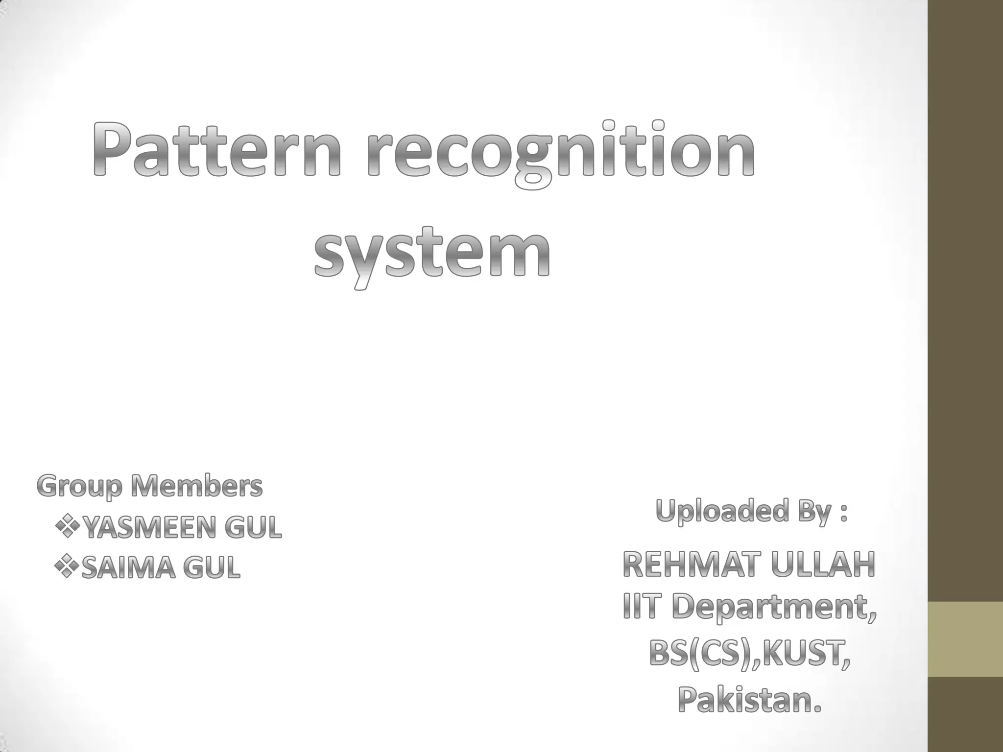 Artificial intelligence Pattern recognition system | PPTX